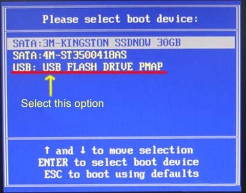 Set booting by USB drive