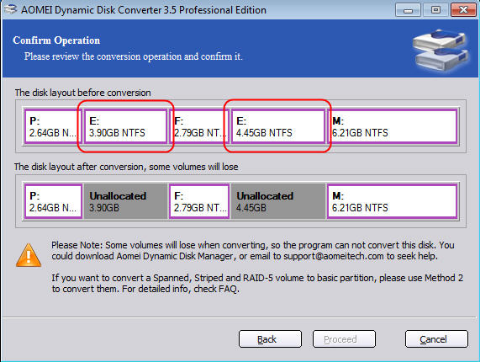 Some volumes will be lost after converting dynamic disk to basic
