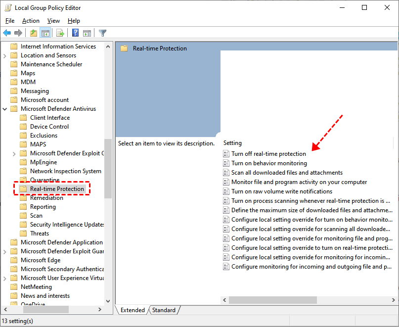 Enable or Disable Microsoft Defender Real Time Protection