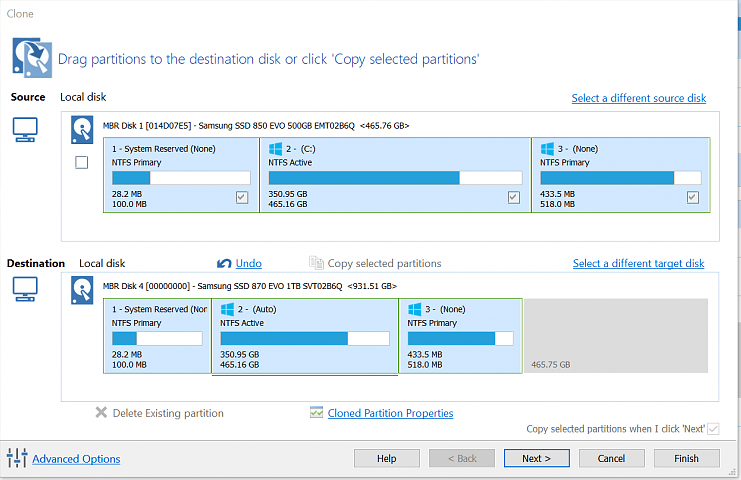 Macrium Reflect Clone SSD to Larger SSD with Full Capacity