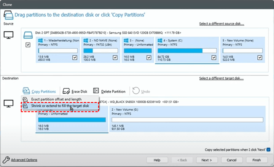 Macrium Reflect Clone SSD to Larger SSD with Full Capacity